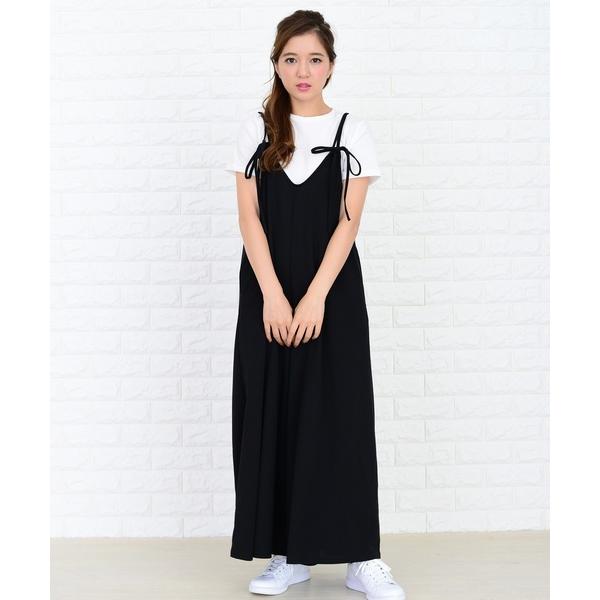 『タイムセール実施中』ZOZO問い合わせ番号:45627603ショップ:Lace Ladies，レースレディースブランド:Lace Ladies，レースレディース商品名:肩ひもリボン付き サロペットワイドパンツ オールインワン・パンツカテゴ...