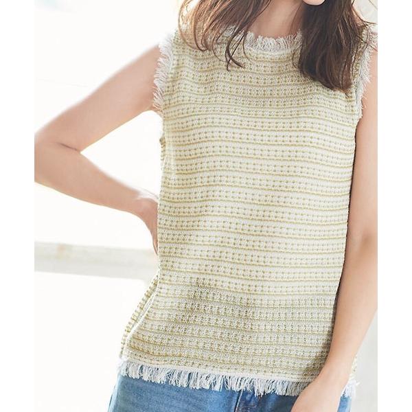 ZOZO問い合わせ番号:46404331ショップ:kobelettuce，コウベレタスブランド:KOBE LETTUCE，コウベレタス商品名:フリンジツイード風ノースリーブトップスカテゴリ:トップス>Tシャツ/カットソーブランド品番:...