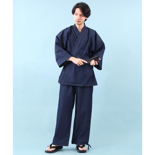 『タイムセール実施中』ZOZO問い合わせ番号:46473190ショップ:８(eight)，エイトブランド:８(eight)，エイト商品名:デニム 作務衣 インディゴ 甚平カテゴリ:水着/着物・浴衣>浴衣ブランド品番:to021素材:コ...