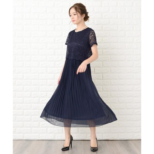 『タイムセール実施中』ZOZO問い合わせ番号:47051034ショップ:Lace Ladies，レースレディースブランド:Lace Ladies，レースレディース商品名:セットアップ風レース半袖×プリーツロングスカート フォーマルワンピース...