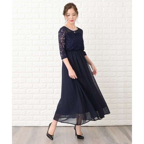 『タイムセール実施中』ZOZO問い合わせ番号:47051234ショップ:Lace Ladies，レースレディースブランド:Lace Ladies，レースレディース商品名:レース切り替え七分袖フォーマルワンピース・ドレスカテゴリ:ワンピース/...