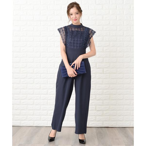 ZOZO問い合わせ番号:47051237ショップ:Lace Ladies，レースレディースブランド:Lace Ladies，レースレディース商品名:ハイウエストレース切り替えパンツドレス・オールインワンカテゴリ:ワンピース/ドレス>パ...