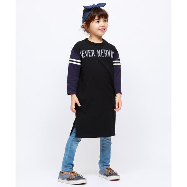 『セール実施中』ZOZO問い合わせ番号:47462045ショップ:RUGGEDWORKS，ラゲッドワークスブランド:RUGGEDWORKS，ラゲッドワークス商品名:【親子お揃い】ガールズクルーネック袖ライン天竺ワンピースカテゴリ:ワンピース...