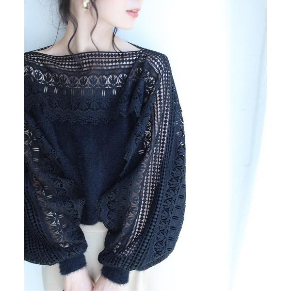 ZOZO問い合わせ番号:48194978ショップ:FRENCH PAVE，フレンチパヴェブランド:CAWAII，カワイイ商品名:美しいはしごレースのボートネックニットトップスカテゴリ:トップス>ニット/セーターブランド品番:w6846...