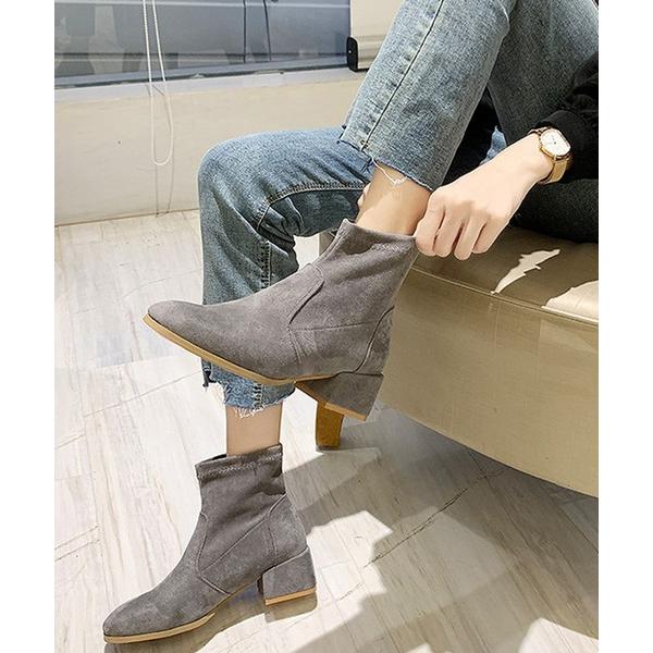 『タイムセール実施中』ZOZO問い合わせ番号:49190692ショップ:STYLEBLOCK，スタイルブロックブランド:STYLEBLOCK，スタイルブロック商品名:スエード調チャンキーヒールショートブーツカテゴリ:シューズ>ブーツブ...