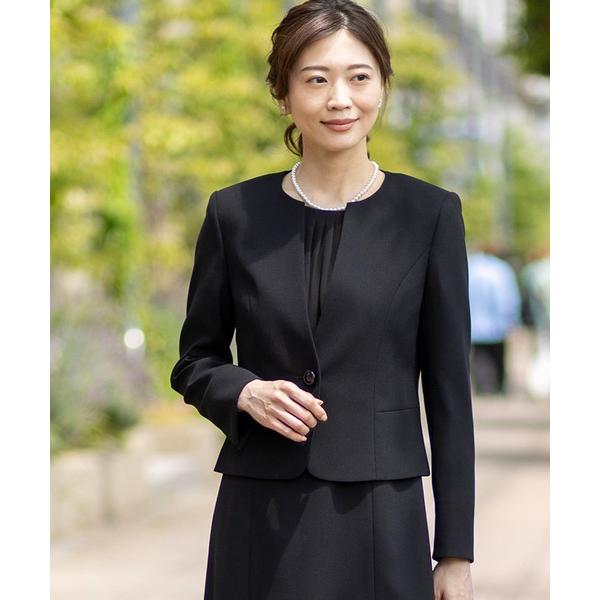 『セール実施中』ZOZO問い合わせ番号:49902510ショップ:CARETTE，カレットブランド:CARETTE，カレット商品名:洗える ノーカラージャケットのブラックフォーマルスーツ【喪服・礼服】カテゴリ:フォーマルスーツ/小物>...