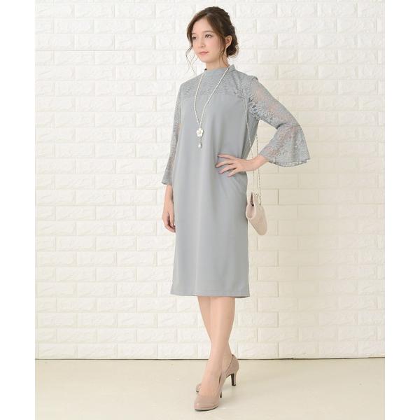 ZOZO問い合わせ番号:50076535ショップ:Lace Ladies，レースレディースブランド:Lace Ladies，レースレディース商品名:ハイネックレースフレア袖Iラインワンピース・ドレスカテゴリ:ワンピース/ドレス>ドレス...
