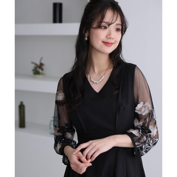 ZOZO問い合わせ番号:51237167ショップ:PourVous，プールヴーブランド:PourVous，プールヴー商品名:結婚式 ワンピースドレス 袖あり と ミニ丈 エンブロイダリースリーブ 大きいサイズ フォーマル オケージョンドレス...