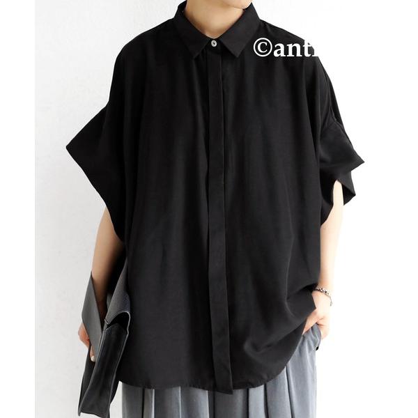 ZOZO問い合わせ番号:52203507ショップ:antiqua，アンティカブランド:antiqua，アンティカ商品名:半袖ワイドシャツカテゴリ:トップス>シャツ/ブラウスブランド品番:PY-00468素材:レーヨン55%， ポリエス...