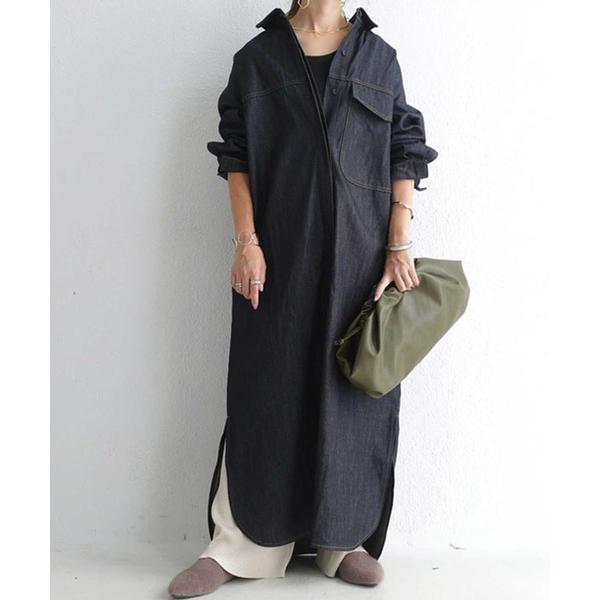 ZOZO問い合わせ番号:52728236ショップ:antiqua，アンティカブランド:antiqua，アンティカ商品名:デニムシャツワンピースカテゴリ:ワンピース/ドレス>シャツワンピースブランド品番:PK-00475素材:綿65%，...