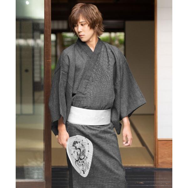 『タイムセール実施中』ZOZO問い合わせ番号:53597453ショップ:KIMONOMACHI，キモノマチブランド:KIMONOMACHI，キモノマチ商品名:メンズ 浴衣5点セット（浴衣＋角帯＋下駄＋巾着＋腰紐） 綿麻　しじら織り浴衣 父の...