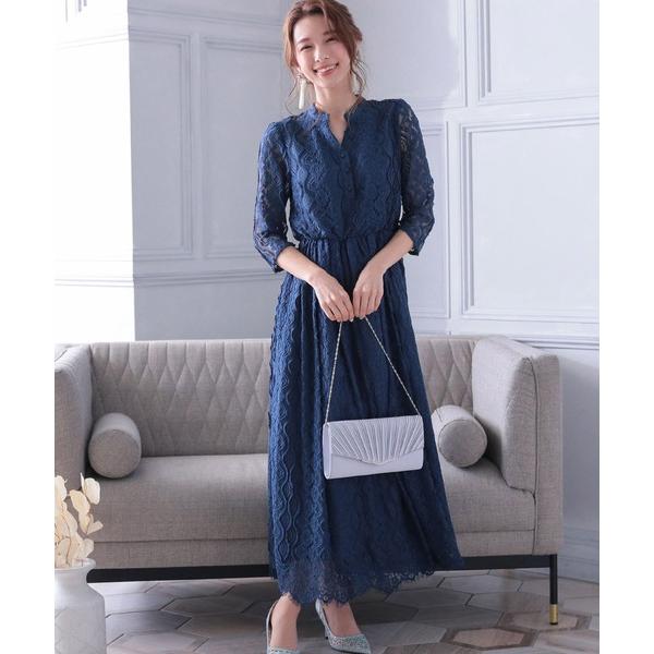 『タイムセール実施中』ZOZO問い合わせ番号:53787648ショップ:bflat，ビーフラットブランド:niana，ニアナ，Fashion Letter，ファッションレター商品名:バンドカラー総レースロングドレス 結婚式 お呼ばれ 同窓会...