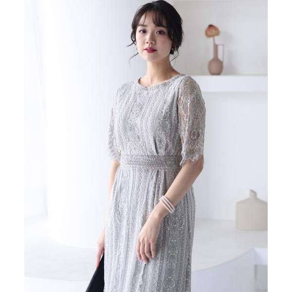 ZOZO問い合わせ番号:53801286ショップ:PourVous，プールヴーブランド:PourVous，プールヴー商品名:結婚式 ドレススカラップ 袖あり＆ミモレ丈 大きいサイズ フォーマル 同窓会 オケージョンドレス 謝恩会 ワンピース...