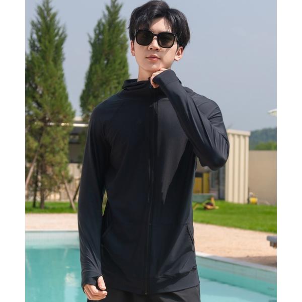 ZOZO問い合わせ番号:53815845ショップ:TeddyShop，テディショップブランド:TeddyShop，テディショップ商品名:【UVカット率 99.9%以上】メンズ フード付きフロントジップ長袖ラッシュガード 水陸両用カテゴリ:水...