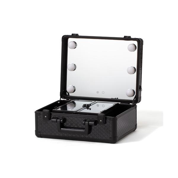 ZOZO問い合わせ番号:53900266ショップ:Francfranc，フランフランブランド:Francfranc，フランフラン商品名:ヴァリーズ ハリウッドボックス S ブラック　トランク型メイクボックス 調光 調色 ライト付カテゴリ:イ...