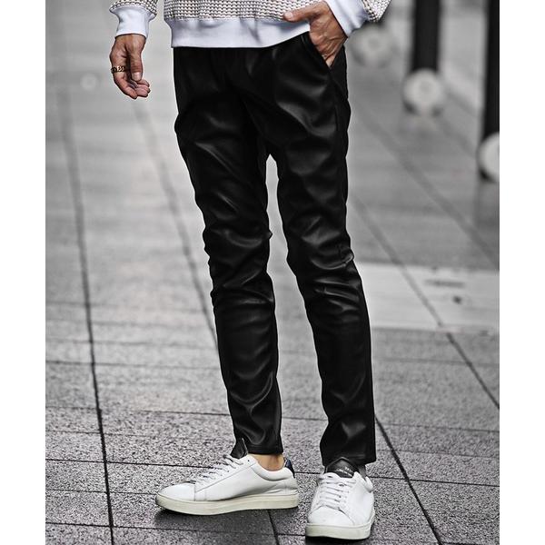 『タイムセール実施中』ZOZO問い合わせ番号:54009504ショップ:JOKER，ジョーカーブランド:JOKER，ジョーカー商品名:【JOKER】PUレザーサイドラインスキニージョガー/テーパードパンツ メンズ スウェットイージーパンツ ...