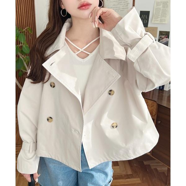 ZOZO問い合わせ番号:55245165ショップ:moment+，モーメントプラスブランド:moment+，モーメントプラス商品名:【累計販売枚数1万枚突破！】コットンライクツイルキャンディスリーブショートトレンチカテゴリ:ジャケット/アウ...