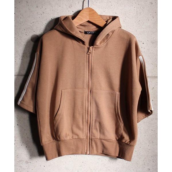 『タイムセール実施中』ZOZO問い合わせ番号:55417928ショップ:THE CASUAL，カジュアルブランド:THE CASUAL，カジュアル商品名:袖ライン ビッグシルエット 7分袖 ジップアップ パーカー ダンボール キッズカテゴリ...
