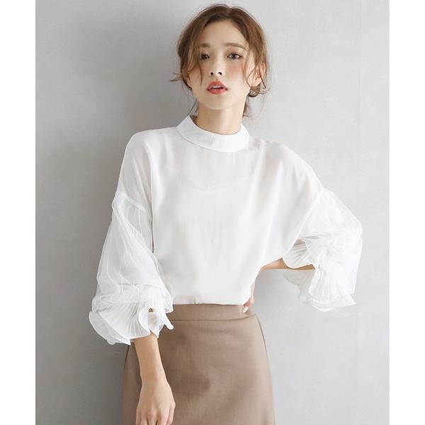 『タイムセール実施中』ZOZO問い合わせ番号:55456704ショップ:SUGAR BISKET，シュガービスケットブランド:La-gemme，ラジェム商品名:ボリュームレース袖スタンドカラートップスカテゴリ:トップス>シャツ/ブラウ...