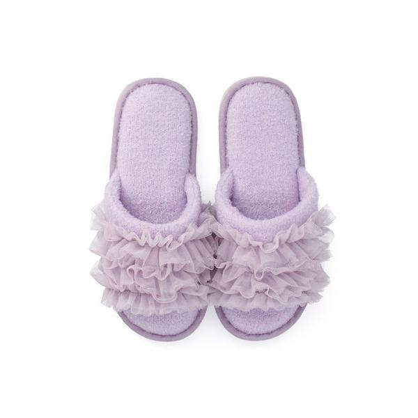 ZOZO問い合わせ番号:55847831ショップ:Francfranc，フランフランブランド:Francfranc，フランフラン商品名:モイストニット フリルルームシューズ パープルカテゴリ:インテリア>ルームシューズ/スリッパブラン...