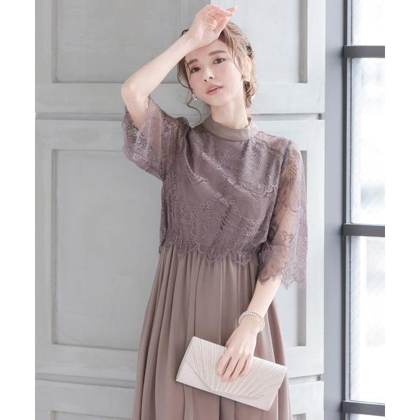 ZOZO問い合わせ番号:55915992ショップ:bflat，ビーフラットブランド:niana，ニアナ，Fashion Letter，ファッションレター商品名:スタンドカラーレースフレア結婚式ワンピースドレスカテゴリ:ワンピース/ドレス&g...