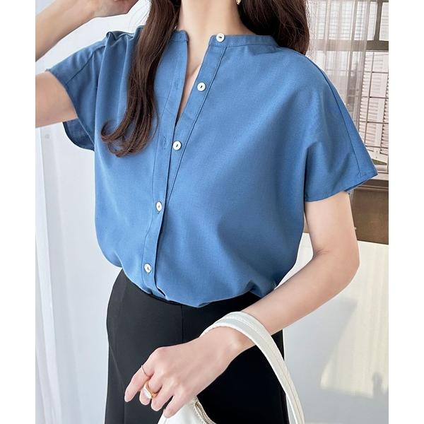 『セール実施中』ZOZO問い合わせ番号:56169895ショップ:GeeRA，ジーラブランド:GeeRA，ジーラ商品名:無地/ストライプ バンドカラーフレンチスリーブシャツブラウスカテゴリ:トップス>シャツ/ブラウスブランド品番:20...