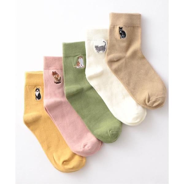 『タイムセール実施中』※このアイテムは返品・交換対象外商品です。ZOZO問い合わせ番号:56817931ショップ:ABBEY MARKET，アビーマーケットブランド:Jubilee，ジュビリー商品名:犬猫 刺繍 ロークルーソックス5足セット...