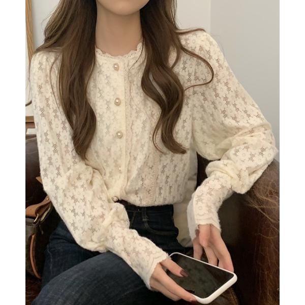 『タイムセール実施中』ZOZO問い合わせ番号:57823204ショップ:TeddyShop，テディショップブランド:DAY CLOSET，デイ クローゼット商品名:レディース パール風ボタンの花柄レースカーディガンカテゴリ:トップス>...