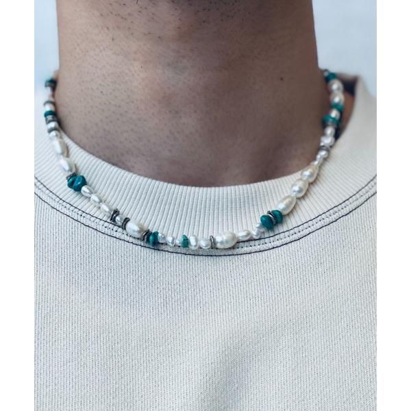 ZOZO問い合わせ番号:58292916ショップ:MR.OLIVE，ミスターオリーブブランド:amp japan，アンプジャパン商品名:ターコイズ x パール ネックレスカテゴリ:アクセサリー>ネックレスブランド品番:NHHK-123...