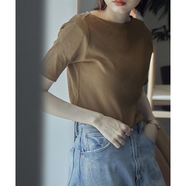 ZOZO問い合わせ番号:59060527ショップ:bflat，ビーフラットブランド:etoll.，エトル商品名:五分袖ボートネックコットンリブTシャツカテゴリ:トップス>Tシャツ/カットソーブランド品番:k189素材:綿100%原産国...