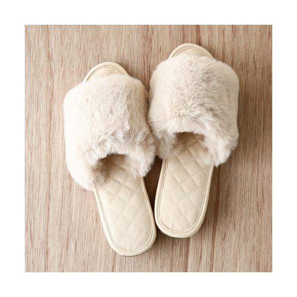 ZOZO問い合わせ番号:59129157ショップ:Francfranc，フランフランブランド:Francfranc，フランフラン商品名:エコファー×プレート ルームシューズ ベージュカテゴリ:インテリア>ルームシューズ/スリッパブラン...