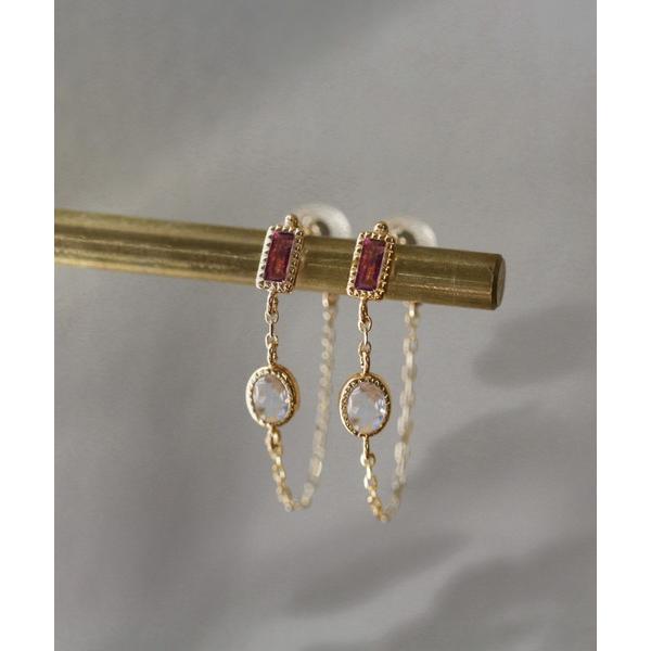 ※このアイテムは返品・交換対象外商品です。ZOZO問い合わせ番号:59505322ショップ:cui-cui，キュイキュイブランド:cui-cui，キュイキュイ商品名:バイカラー チェーンフープ ピアス | K10YGカテゴリ:アクセサリー&...