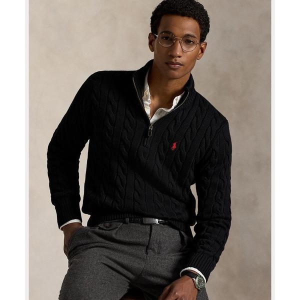 ZOZO問い合わせ番号:59615359ショップ:POLO RALPH LAUREN，ポロ ラルフ ローレンブランド:POLO RALPH LAUREN，ポロ ラルフ ローレン商品名:ケーブルニット コットン クォータージップ セーターカテ...