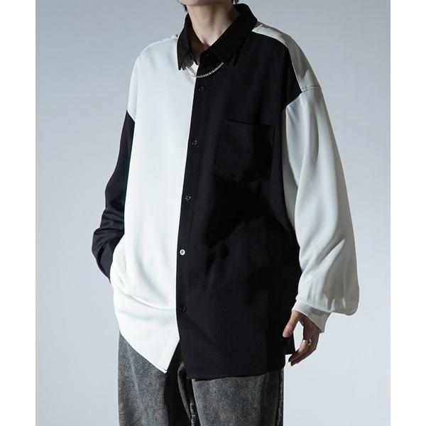 『タイムセール実施中』ZOZO問い合わせ番号:59966791ショップ:CONFIRM，コンファームブランド:Confirm，コンファーム商品名:アシンメトリーキリカエ / 襟配色クレリック ドレープとろみ ビッグシルエット長袖シャツ ユニ...