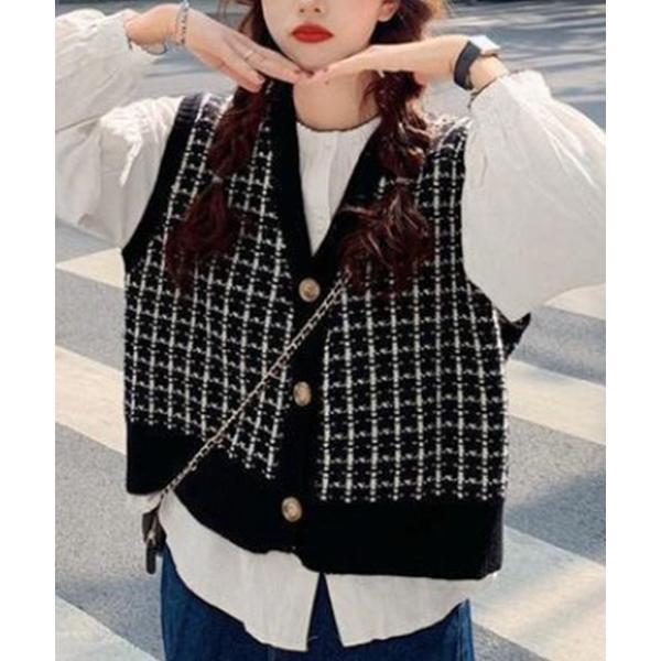 『タイムセール実施中』ZOZO問い合わせ番号:60210848ショップ:TeddyShop，テディショップブランド:DAY CLOSET，デイ クローゼット商品名:レディース レトロチェックニットベストカテゴリ:トップス>ベストブラン...