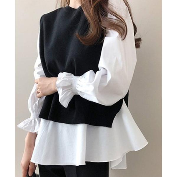 『タイムセール実施中』ZOZO問い合わせ番号:60245560ショップ:Amulet，アミュレットブランド:Amulet，アミュレット商品名:ニットベスト付きブラウスカテゴリ:トップス>シャツ/ブラウスブランド品番:vlo-5573素...