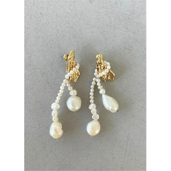 『セール実施中』※このアイテムは返品・交換対象外商品です。ZOZO問い合わせ番号:60425099ショップ:wears，ウェアーズブランド:mou，モウ商品名:【Na.moda】Gold bumpy long pearl pierceカテゴ...