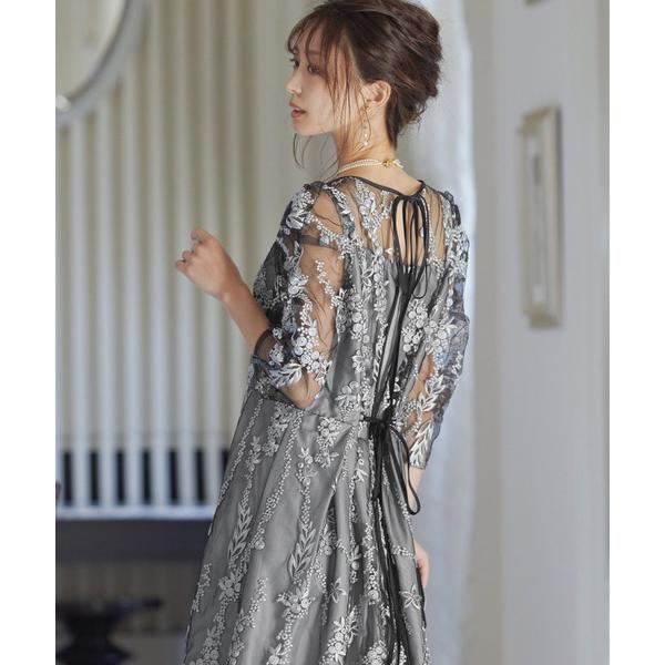 ZOZO問い合わせ番号:60568130ショップ:bflat，ビーフラットブランド:niana，ニアナ，Fashion Letter，ファッションレター商品名:刺繍レース バックリボン パーティードレス 同窓会 二次会 カテゴリ:ワンピース...