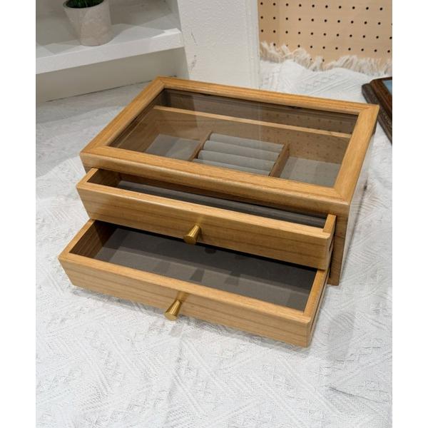 『タイムセール実施中』ZOZO問い合わせ番号:60752405ショップ:aimoha，アイモハブランド:aimoha，アイモハ商品名:【ナチュラルなお部屋になじむ☆】木製2段アクセサリー収納ボックスカテゴリ:インテリア>収納グッズブラ...
