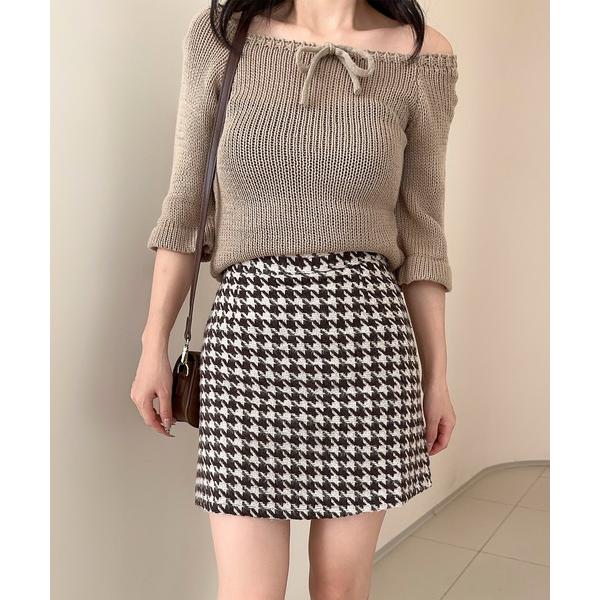 『セール実施中』ZOZO問い合わせ番号:61888344ショップ:aimoha，アイモハブランド:Jasmine Grandiflorum，ジャスミングランディフローラム商品名:【Jasmine】千鳥柄ミニスカートカテゴリ:スカート>...