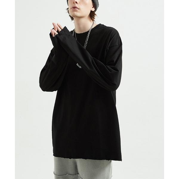 『セール実施中』ZOZO問い合わせ番号:63379298ショップ:aimoha，アイモハブランド:GENXDER，ノンジェンダー商品名:【genxder】ユニセックス綿100%無地ゆったりダメージロング袖Tカテゴリ:トップス>Tシャツ...