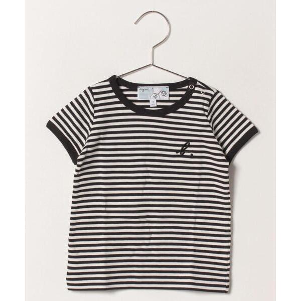 ZOZO問い合わせ番号:63800441ショップ:agnes b.，アニエスベーブランド:agnes b.，アニエスベー商品名:ベビー ”b.”ロゴ 細ボーダー 半袖 Tシャツカテゴリ:トップス>Tシャツ/カットソーブランド品番:35...