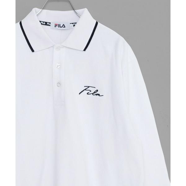 『タイムセール実施中』ZOZO問い合わせ番号:64210840ショップ:Karlas，カルラスブランド:FILA，フィラ，Karlas，カルラス商品名:FILA/フィラ 筆記体 ブランドロゴ刺繍 衿ライン 綿100% 鹿の子 長袖ポロシャツ...