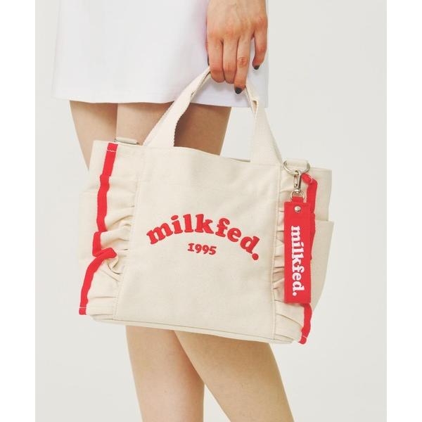 ZOZO問い合わせ番号:64346942ショップ:MILKFED.，ミルクフェドブランド:MILKFED.，ミルクフェド商品名:RUFFLE MINI BAG/２WAY　キャンバス　ミニトートバッグカテゴリ:バッグ>ショルダーバッグブ...