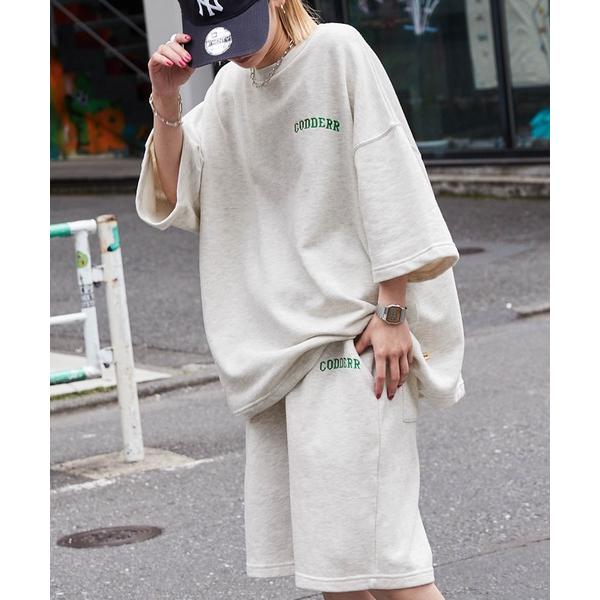 ZOZO問い合わせ番号:64697789ショップ:MONO-MART，モノマートブランド:MONO-MART，モノマート，CODDERR，コーダー商品名:【CODDERR】アーチロゴ刺繍 裏毛スウェットセットアップ/ビッグシルエット半袖 ス...