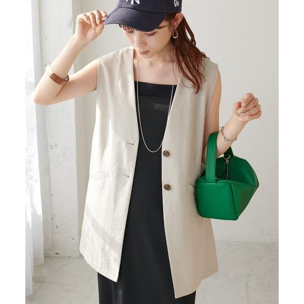 『タイムセール実施中』ZOZO問い合わせ番号:64765651ショップ:DISCOAT，ディスコートブランド:DISCOAT，ディスコート商品名:【WEB限定】テックリネンノーカラージレカテゴリ:トップス>ベストブランド品番:DCZ1...