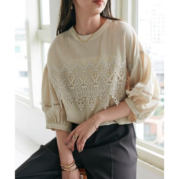 『タイムセール実施中』ZOZO問い合わせ番号:64769476ショップ:DISCOAT，ディスコートブランド:DISCOAT，ディスコート商品名:【夏まで着れる◎】2WAYレースモチーフヨウリュウブラウス5分袖《WEB限定》カテゴリ:トップ...