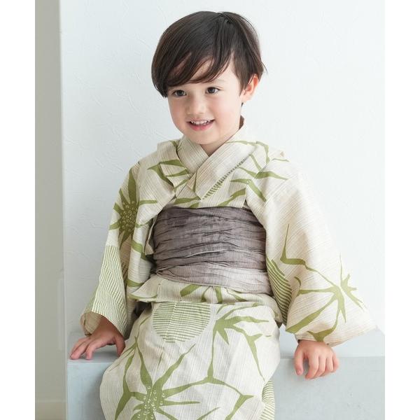 ZOZO問い合わせ番号:65349586ショップ:utatane，ウタタネブランド:utatane，ウタタネ商品名:キッズ浴衣3点セット 男の子 utatane×注染工房 先染めベージュに抹茶の麻の葉カテゴリ:水着/着物・浴衣>浴衣ブ...