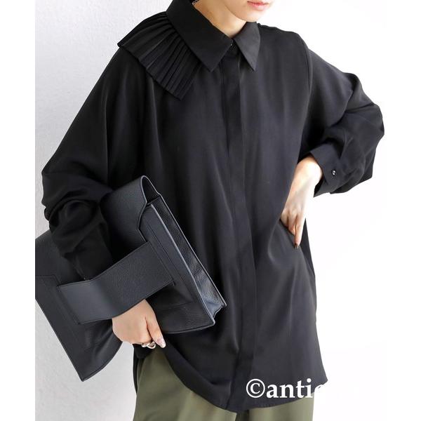 ZOZO問い合わせ番号:65425326ショップ:antiqua，アンティカブランド:antiqua，アンティカ商品名:2WAYプリーツカラーシャツカテゴリ:トップス>シャツ/ブラウスブランド品番:PY-00593素材:ポリエステル1...