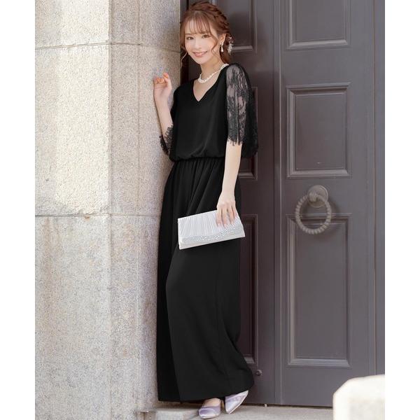 『タイムセール実施中』ZOZO問い合わせ番号:65641418ショップ:Retica，レティカブランド:Retica，レティカ商品名:パーティードレス 二次会 パンツスタイル 半袖 レーススリーブ Vネック ウエスト切替 オールインワン パ...